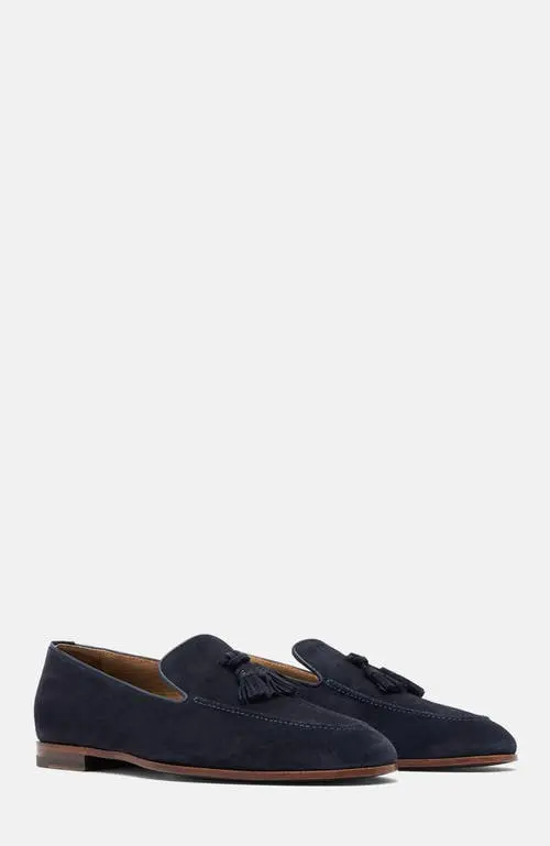 SCAROSSO Flavio Tassel Loafers - Blue - Suede