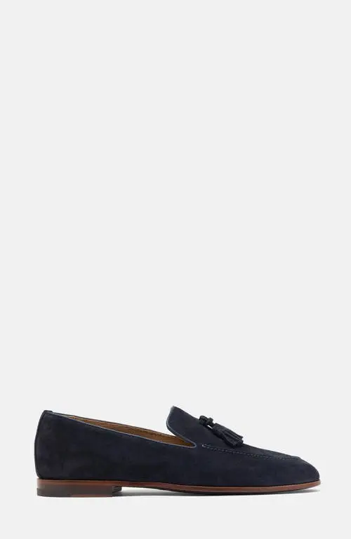 SCAROSSO Flavio Tassel Loafers - Blue - Suede