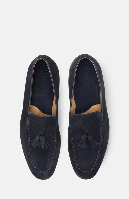 SCAROSSO Flavio Tassel Loafers - Blue - Suede