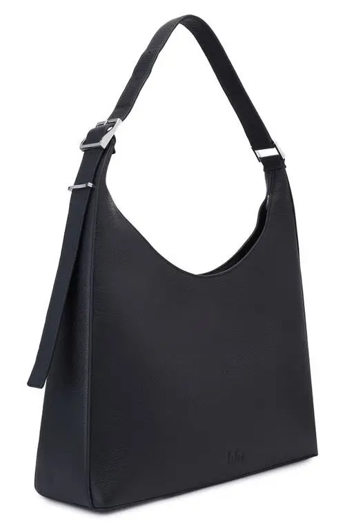 BEHNO Large Danny Flatiron Pebble Leather Shoulder Bag - Black
