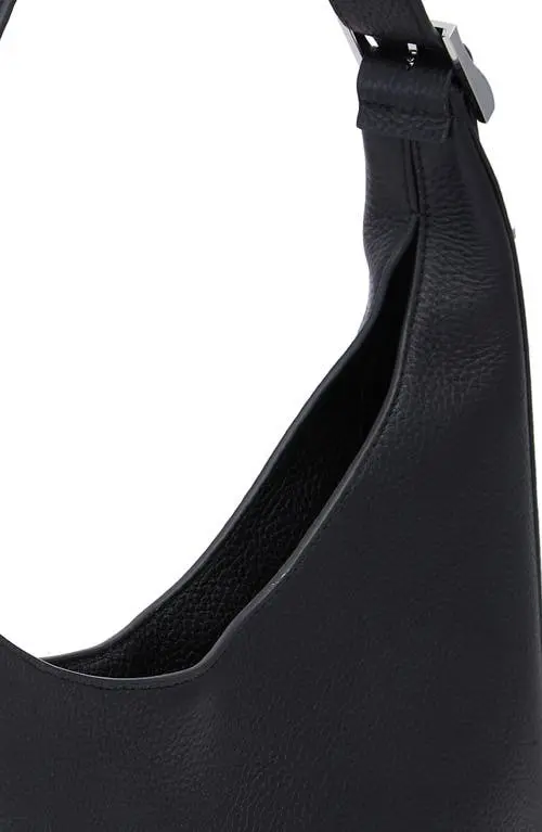 BEHNO Large Danny Flatiron Pebble Leather Shoulder Bag - Black