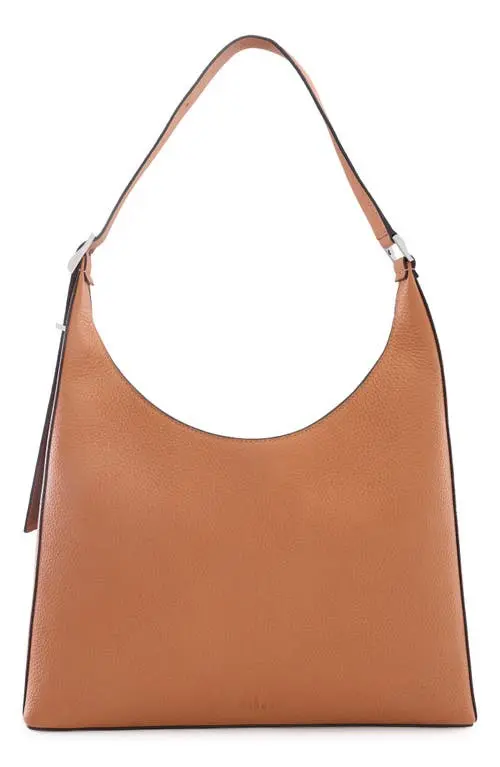 BEHNO Large Danny Flatiron Pebble Leather Shoulder Bag - Clay
