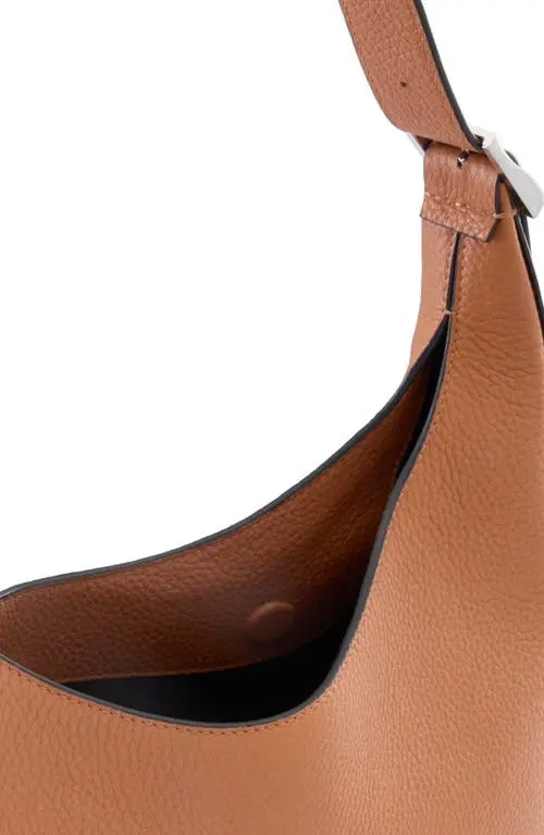 BEHNO Large Danny Flatiron Pebble Leather Shoulder Bag - Clay
