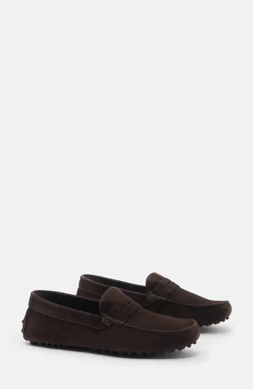SCAROSSO Michael Driving Shoes - Dark Brown - Suede