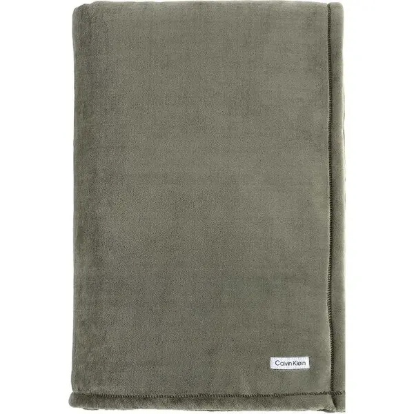 CALVIN KLEIN HOME Core Plush Blanket - Open Dark Green