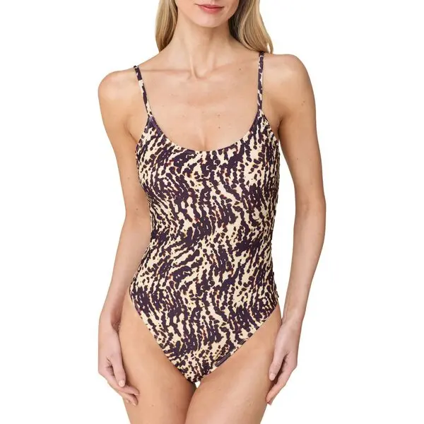 ANDIE The Laguna Long Torso Ribbed One-piece Swimsuit - Spotted Leopard