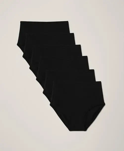 PACT Organic Cotton Everyday High Rise Brief 6-pack - Black
