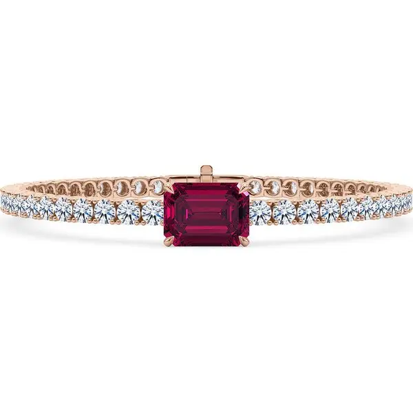 HAUTECARAT Lab Created Diamond And Garnet Tennis Bracelet - 18k Rose Gold