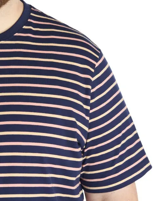 HARBOR BAY BY DXL Big & Tall Moisture-wicking Striped T-shirt - Navy Multi