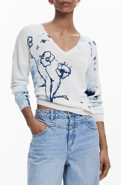 Desigual Floral V-neck Sweater