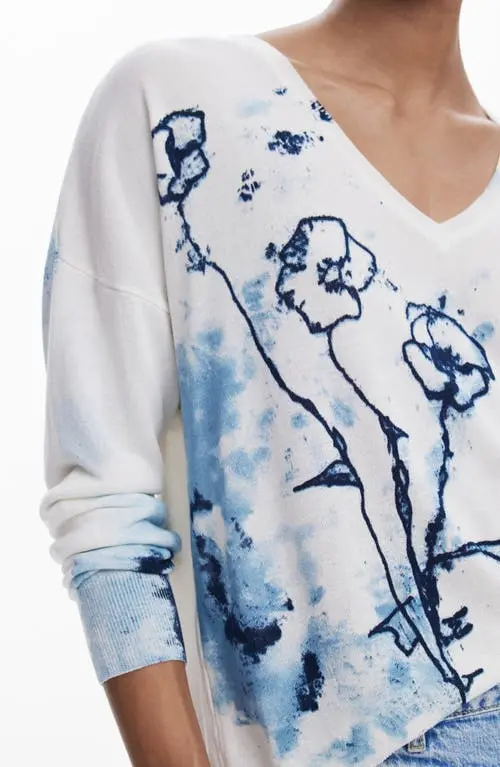 Desigual Floral V-neck Sweater