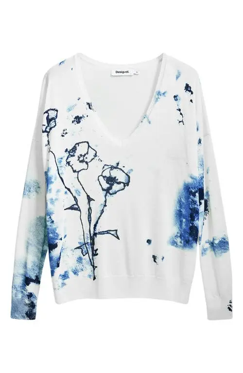 Desigual Floral V-neck Sweater