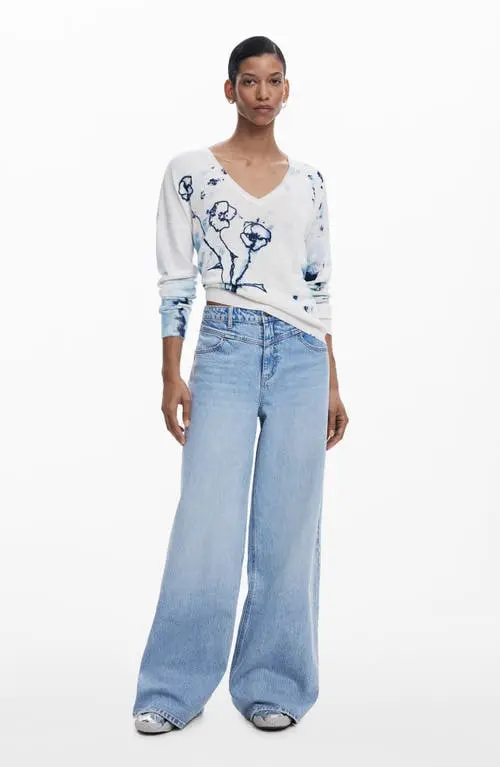 Desigual Floral V-neck Sweater