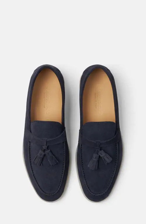 SCAROSSO Leandro Suede Tassel Loafers - Blue - Suede
