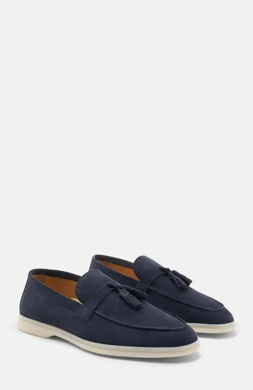 SCAROSSO Leandro Suede Tassel Loafers - Blue - Suede