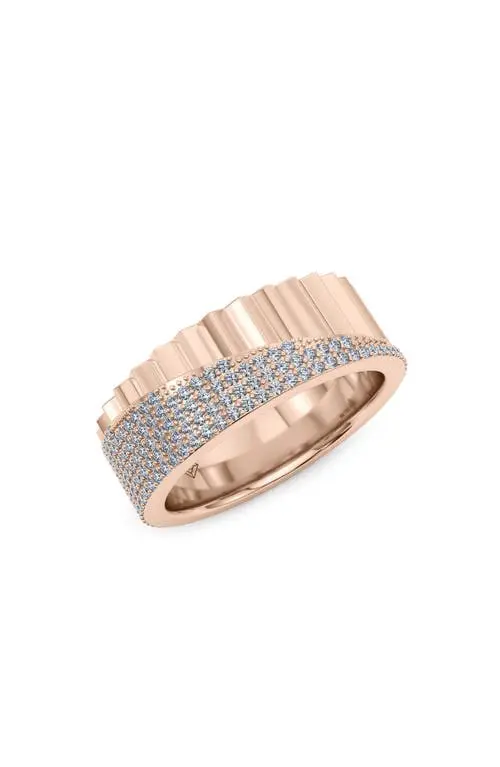 HAUTECARAT 50/50 Fluted Lab Grown Diamond Ring - 18k Rose Gold