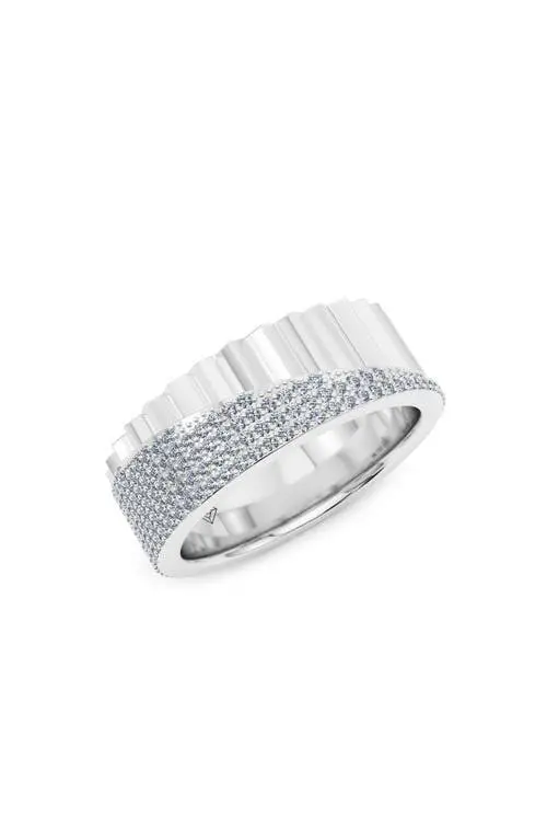 HAUTECARAT 50/50 Fluted Lab Grown Diamond Ring - 18k White Gold
