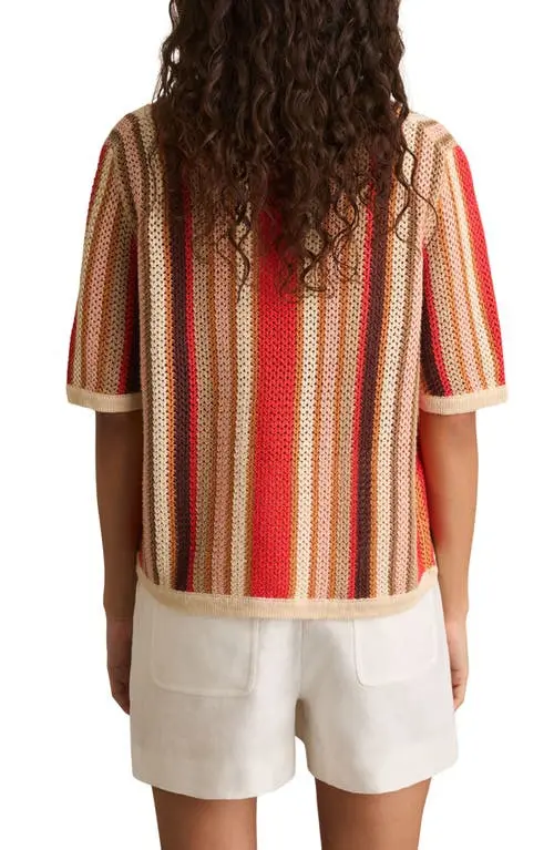 REISS Candy Stripe Knit Camp Shirt