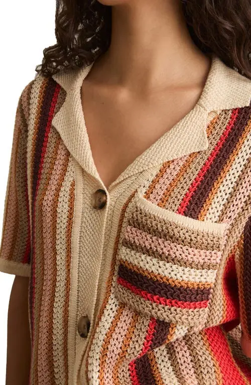REISS Candy Stripe Knit Camp Shirt