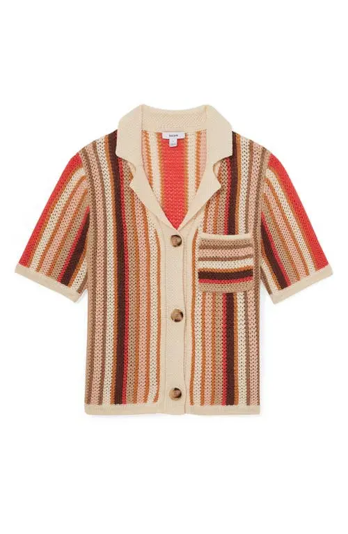 REISS Candy Stripe Knit Camp Shirt