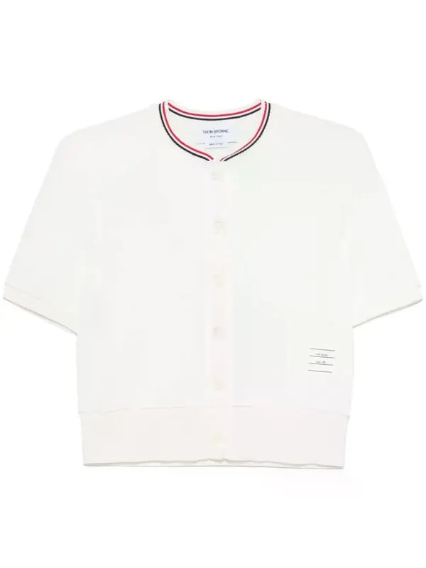Thom Browne Rwb-stripe Short-sleeve Cardigan