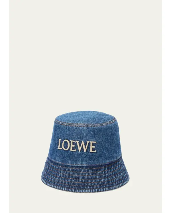 Loewe Logo Denim Bucket Hat - Blue