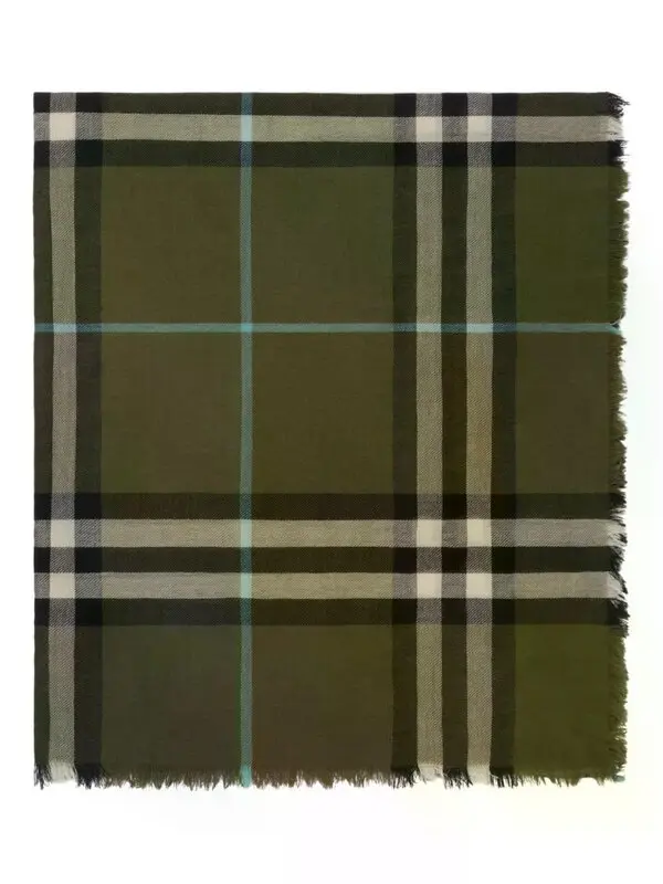 Burberry Checked Wool Scarf - Green