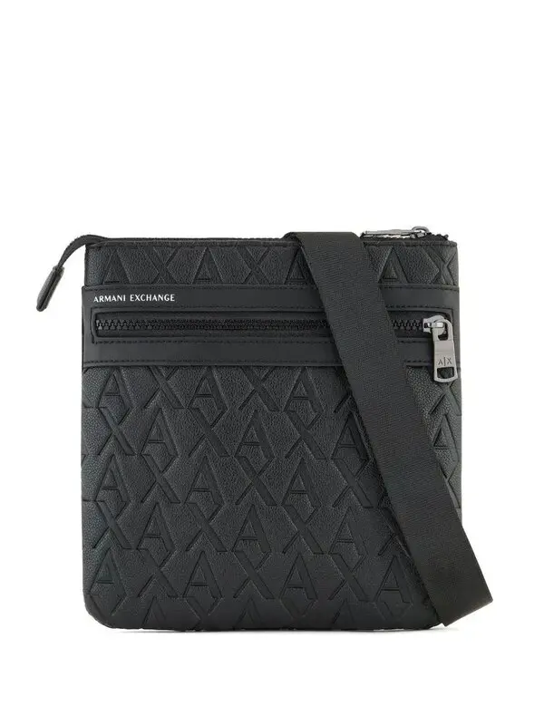 Armani Exchange Monogram-embossed Messenger Bag - Black