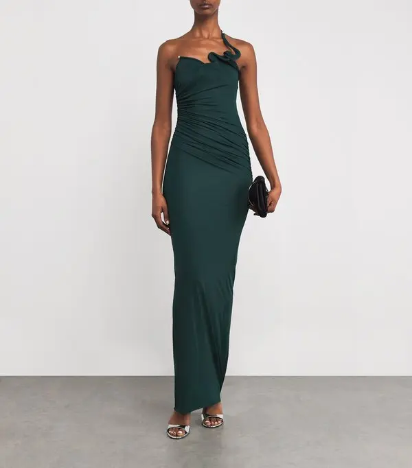 white christmas dresses Ruched Cutout Maxi Dress