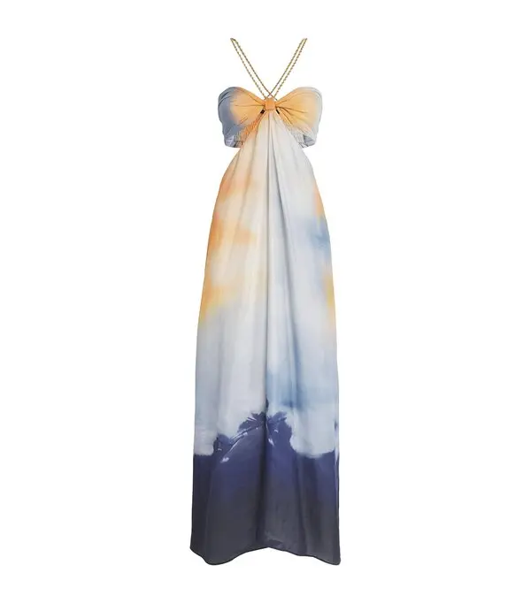 maje backless tie dye dress Tie-Dye Maxi With Chain Straps In Blue - 50% Off sparkle birthday dress Bold and eye-catching, these Size:US0