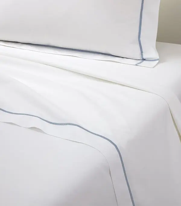 YVES DELORME Pima Cotton Athena Celeste Super King Flat Sheet