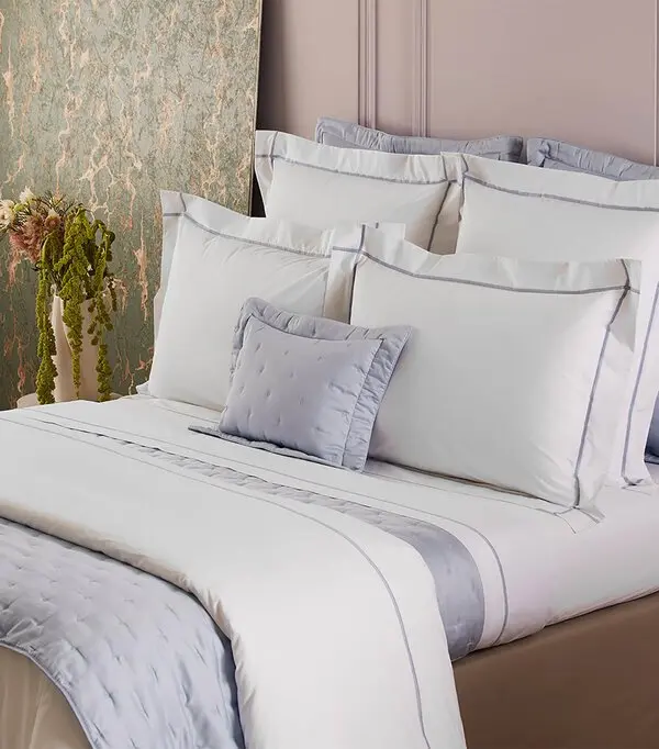 YVES DELORME Pima Cotton Athena Celeste Super King Flat Sheet
