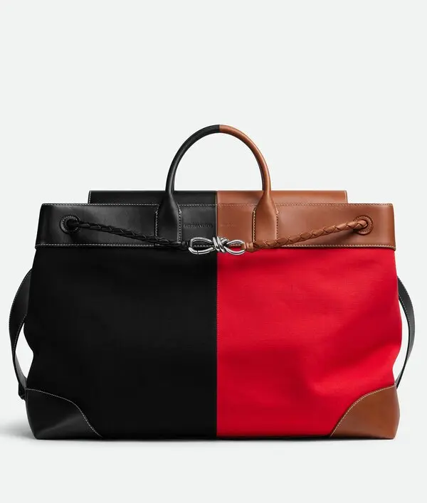 Bottega Veneta Large Andiamo Voyager - Black/scarlet/light Wood