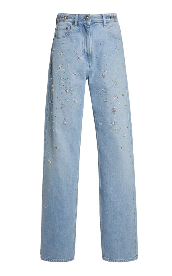 Versace La Vacanza Embellished Rigid High-rise Straight-leg Jeans
