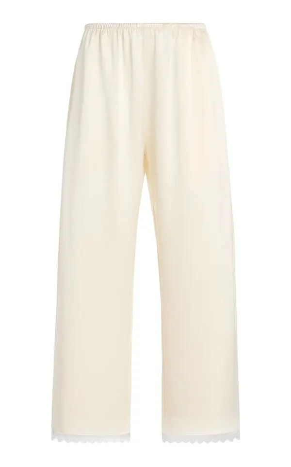 LESET Cropped Lace Pants - Ivory