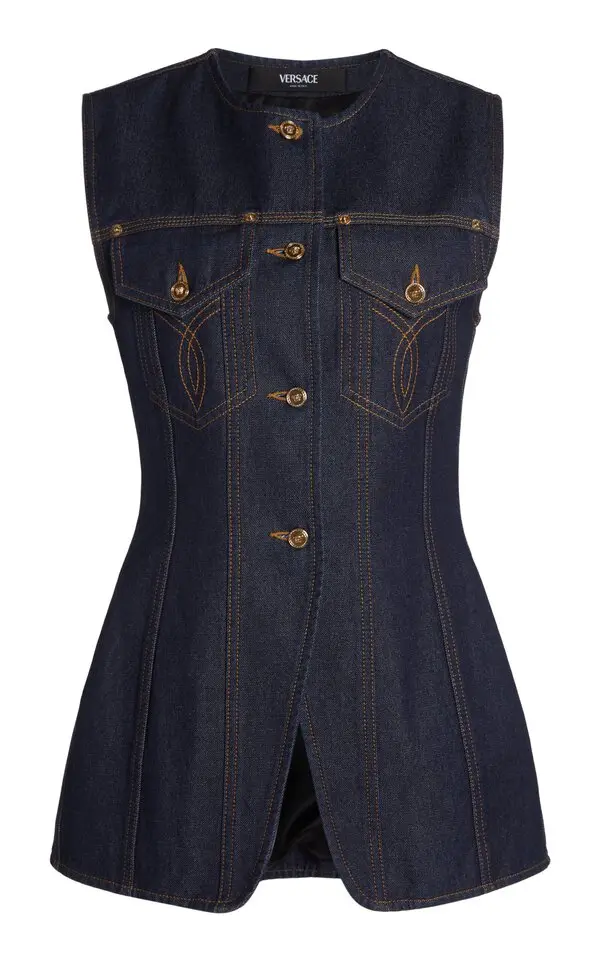 Versace La Vacanza Denim Vest - Dark Wash
