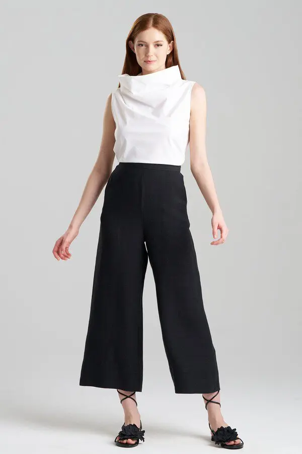 Natori Linen Blend Cropped Wide Leg Pants