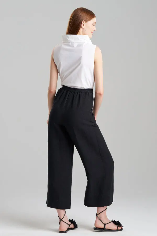 Natori Linen Blend Cropped Wide Leg Pants