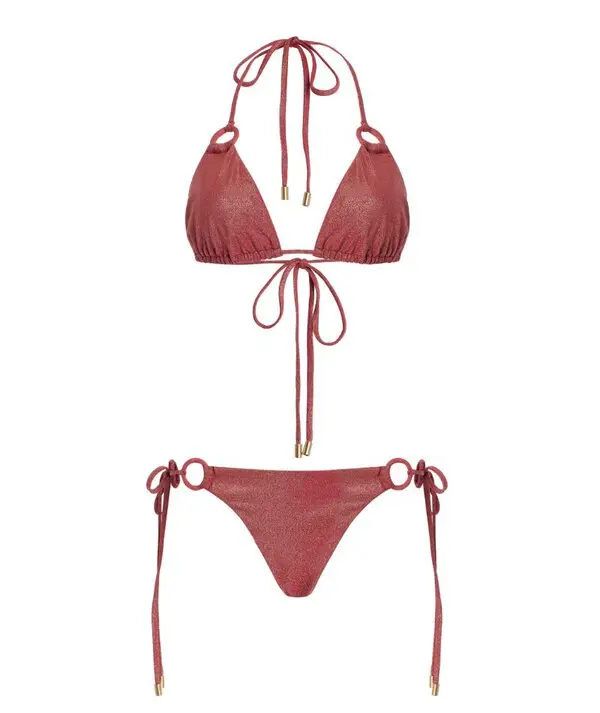 Zimmermann Rhiannon Metallic Triangle Bikini Set - Pink