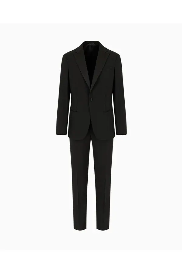 Giorgio Armani Pure Wool, Half-canvassed, Slim-fit Tuxedo From The Soho Line - Black