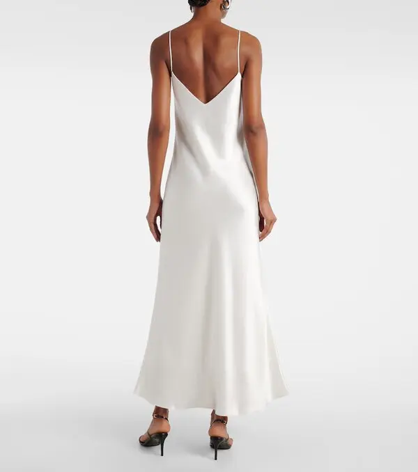 Galvan Satin Slip Dress - White