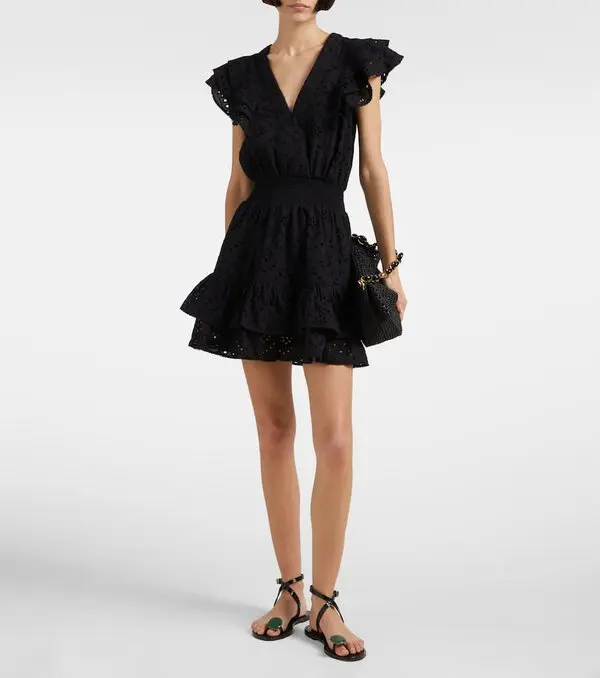 Poupette St Barth Camila Ruffled Minidress - Black