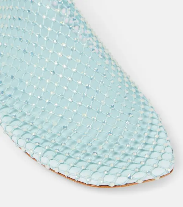 Christopher Esber Minette Crystal-embellished Fishnet Ballet Flats - Blue