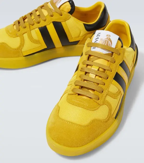 LANVIN Clay Leather-trimmed Sneakers - Yellow