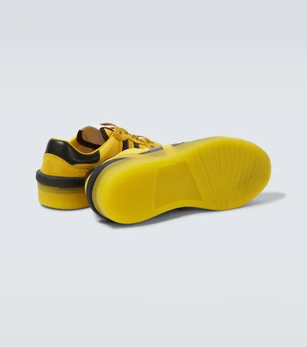 LANVIN Clay Leather-trimmed Sneakers - Yellow