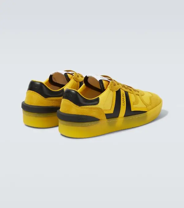 LANVIN Clay Leather-trimmed Sneakers - Yellow