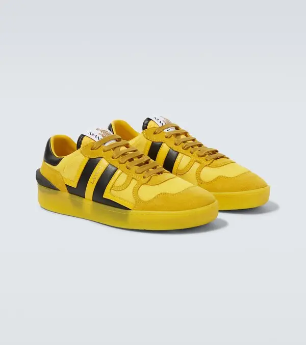 LANVIN Clay Leather-trimmed Sneakers - Yellow