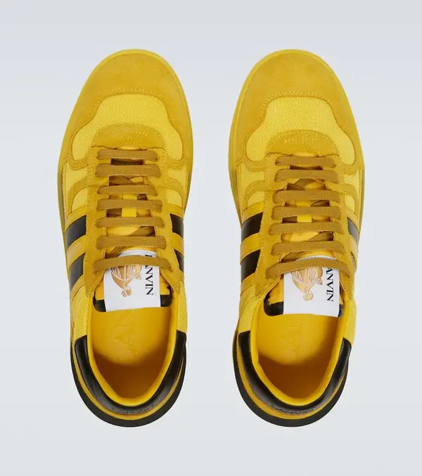 LANVIN Clay Leather-trimmed Sneakers - Yellow