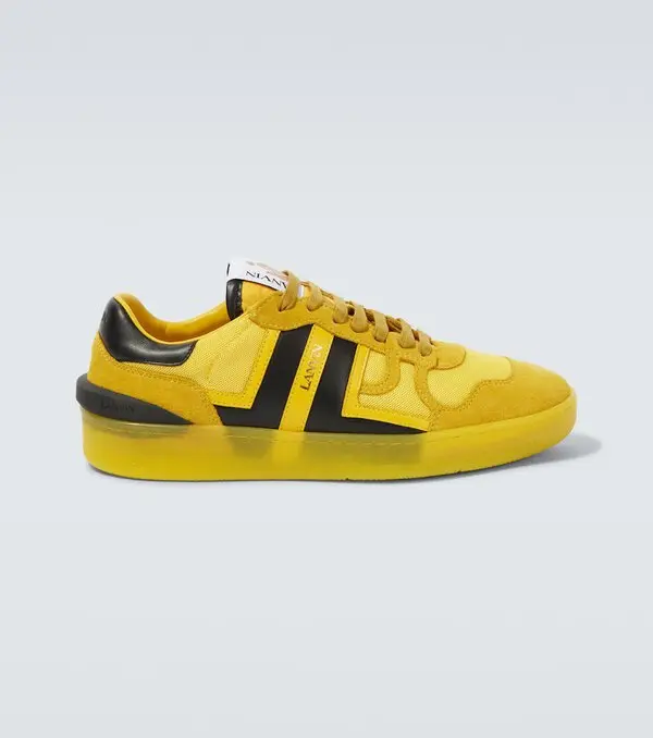 LANVIN Clay Leather-trimmed Sneakers - Yellow