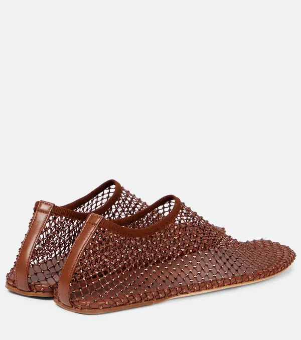 Christopher Esber Minette Crystal-embellished Mesh Flats - Brown
